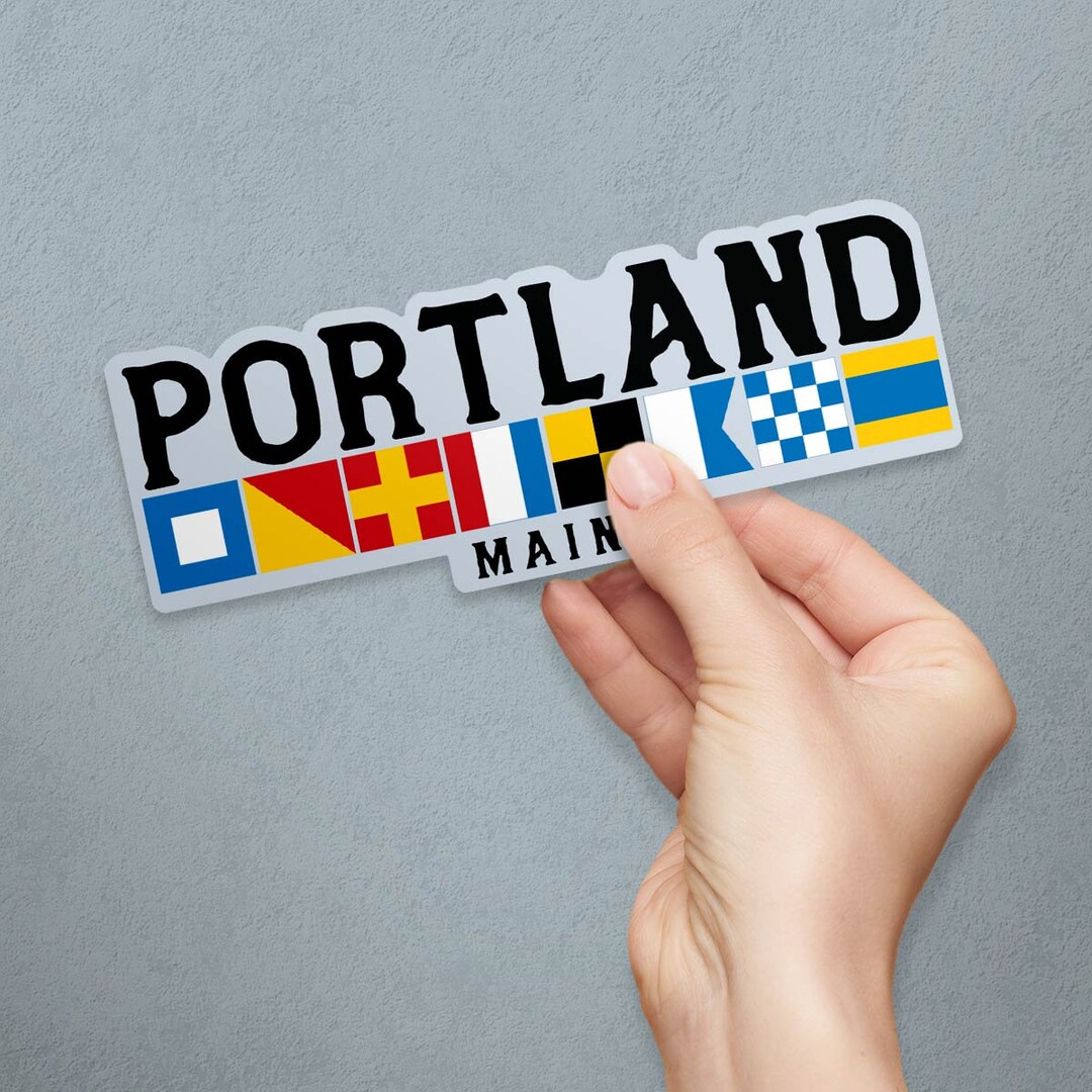 Bumper Sticker Portland ME Nautical Flag, Large Vinyl Decal for Cooler ...