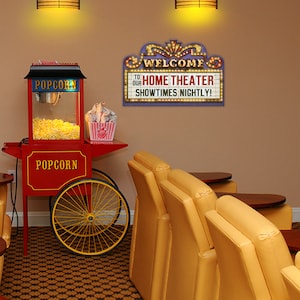 Home Theater Marquee Welcome Showtimes Nightly Decal, Peel & Stick ...