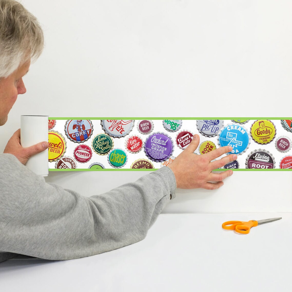 Colorful Soda Pop Bottle Caps Wall Decal Border, Peel & Stick 6 X 48 ...