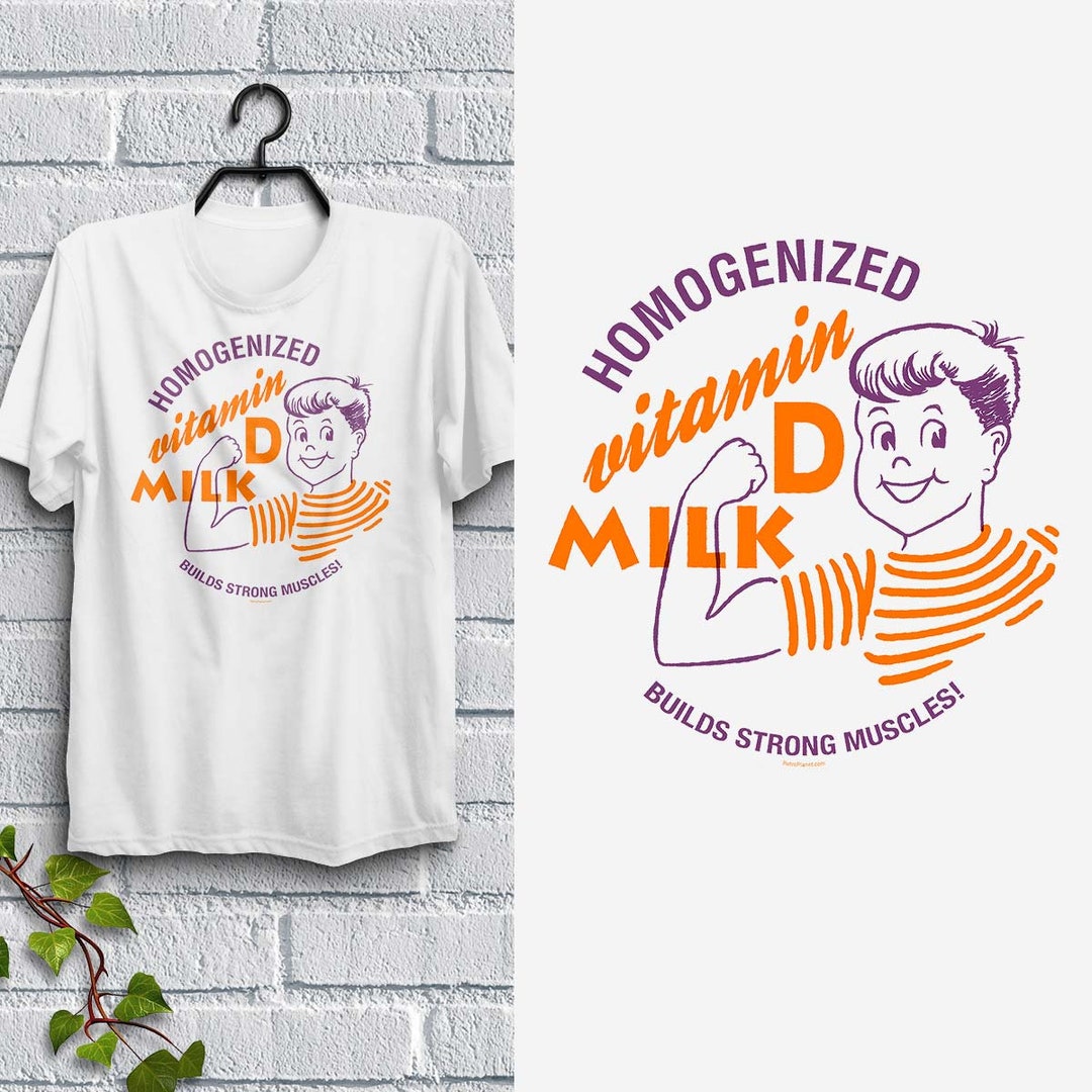 T-shirt; Homogenized Milk Vitamin D Adult Unisex 100% Cotton S-XXL ...