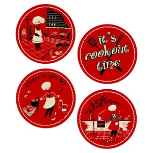Sticker Set Barbecue Cookout Chef, Vinyl Decal Set of 4 for Appliances ...