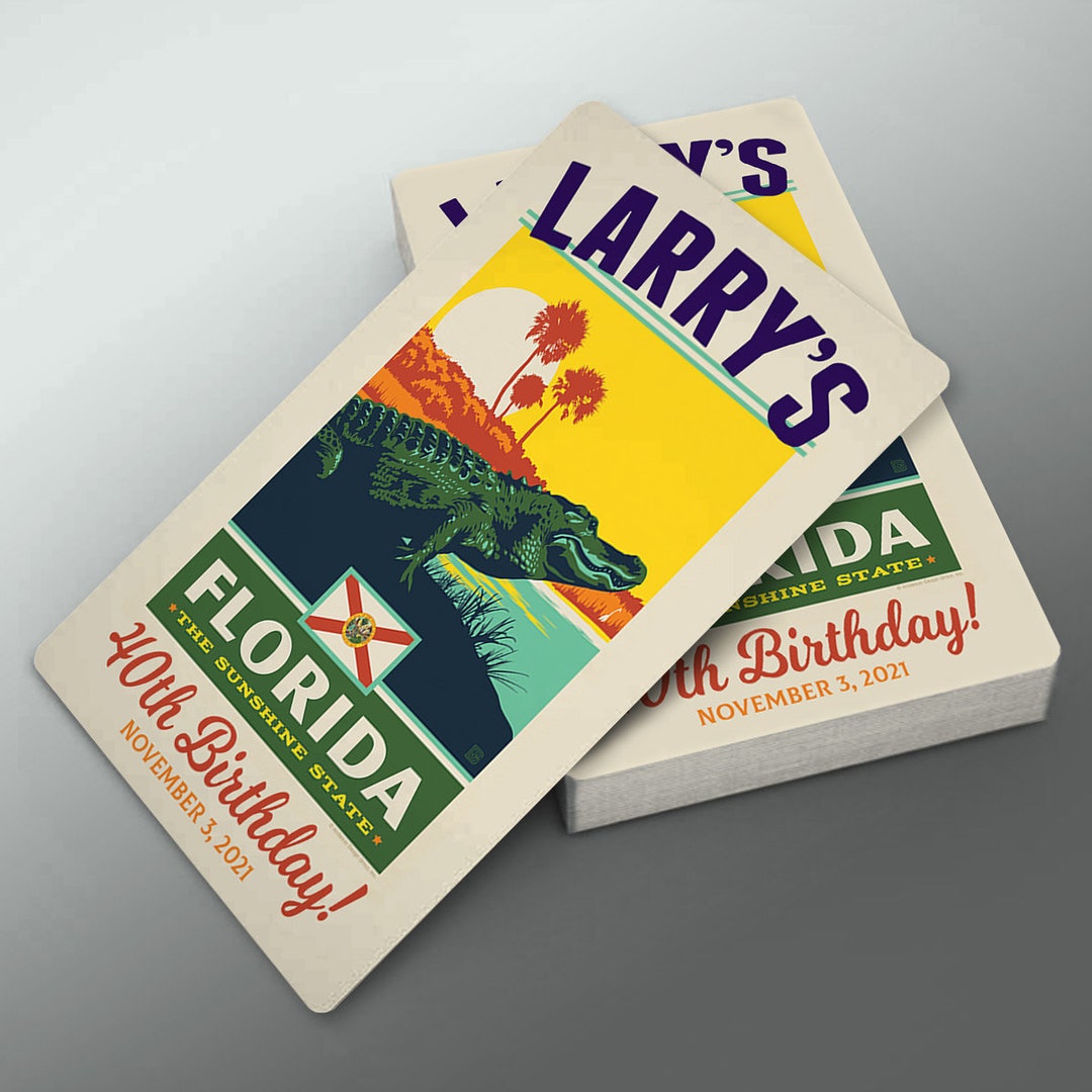 Personalized Sticker Set, Vintage Florida Style Unique Party Favors ...
