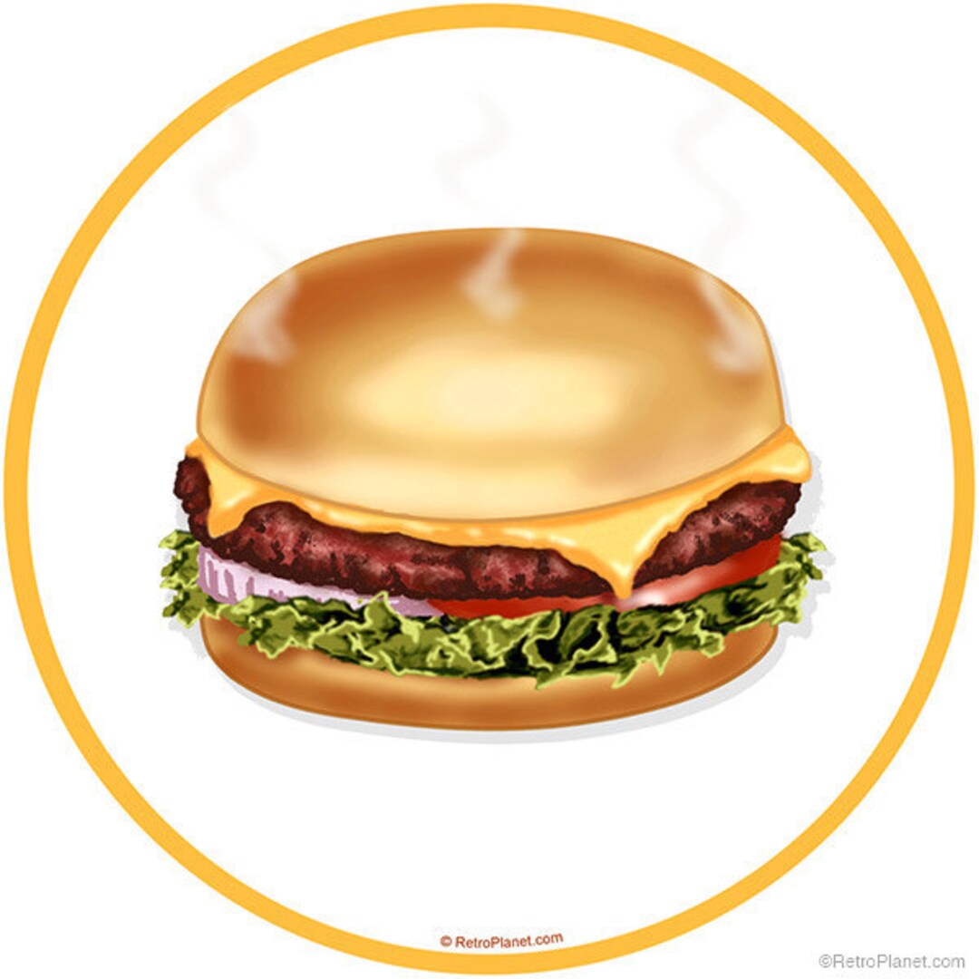 Wall Decal, Cheeseburger Food Wall Graphic, for Restaurants, Diners ...