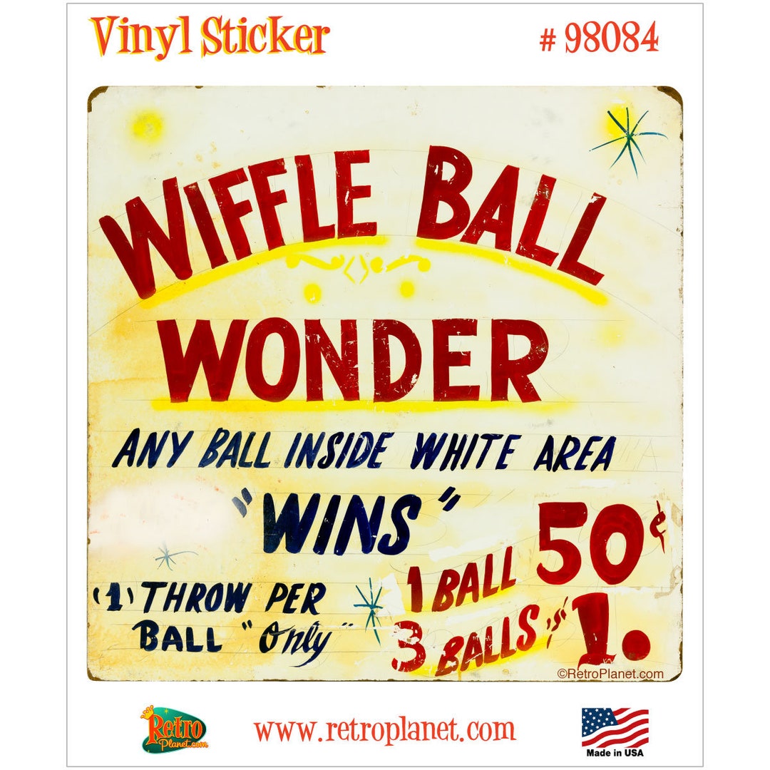 Wiffle Ball Wonder Carnival Game Vinyl Sticker Laptop Car Decal Vintage ...