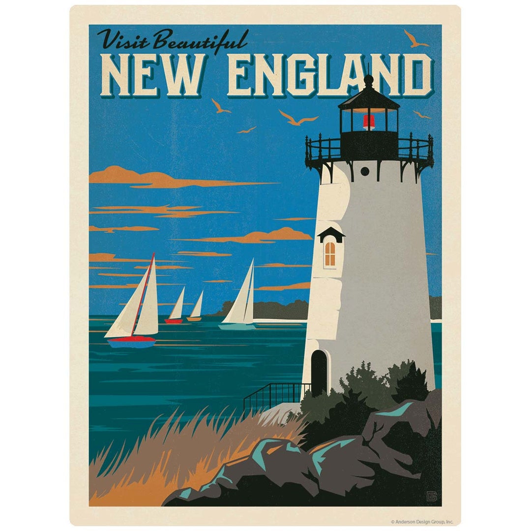 Bumper Sticker: New England Lighthouse Vinyl Sticker–laptop Decal–car ...