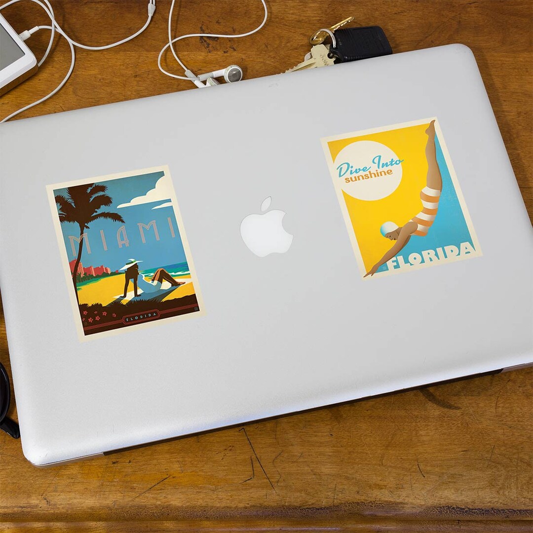 Sticker Set; Miami Florida; Set of 2, Bumper Stickers, Suitcase ...