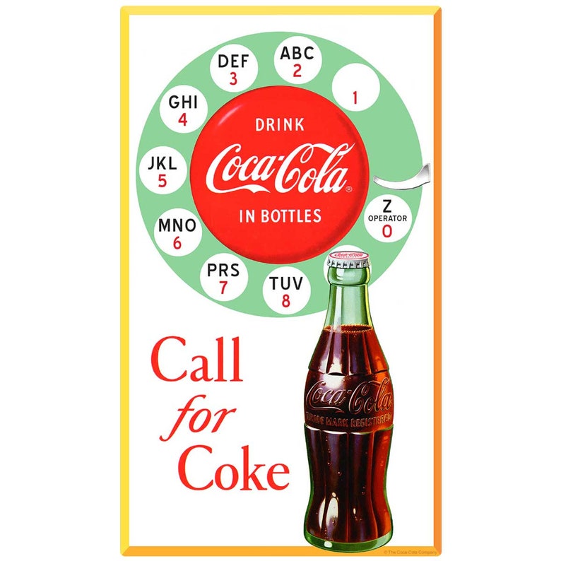 Coca-cola Decal Call for Coke Telephone Dialvinyl Decalpeel - Etsy