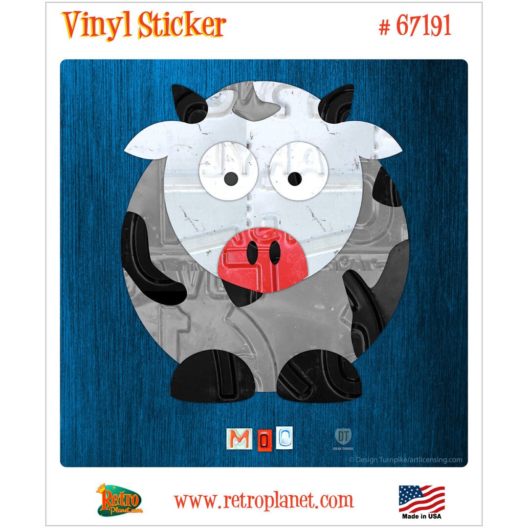 Cow Moo License Plate Style Vinyl Sticker - Etsy
