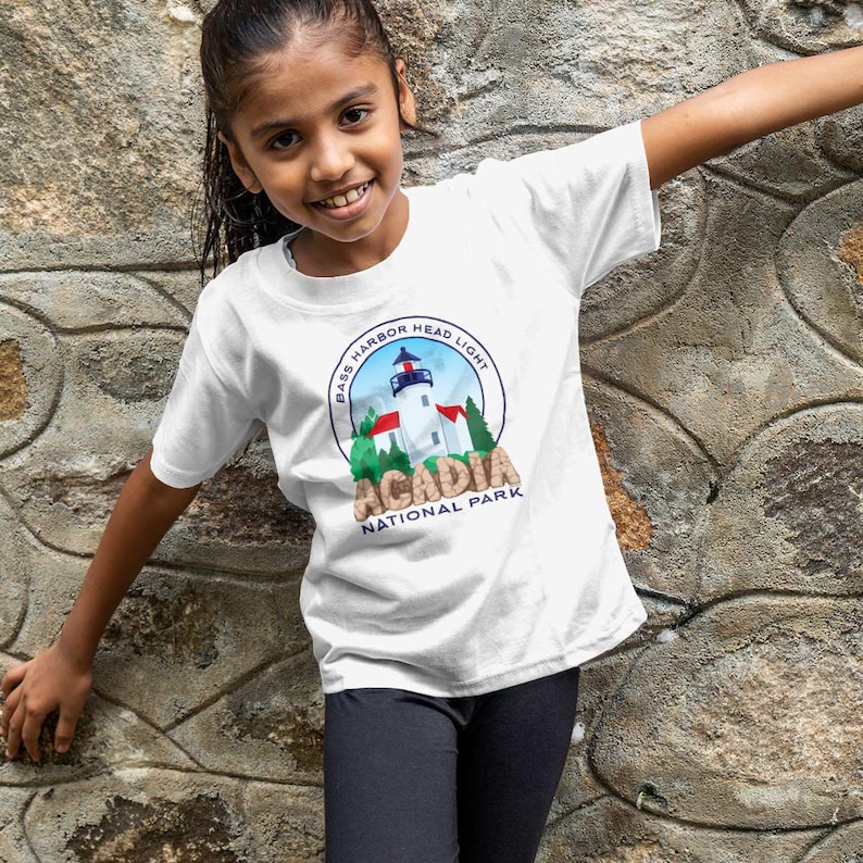T-shirt; Maine Bass Harbor Head Lighthouse T-shirt Youth, 100% Cotton ...