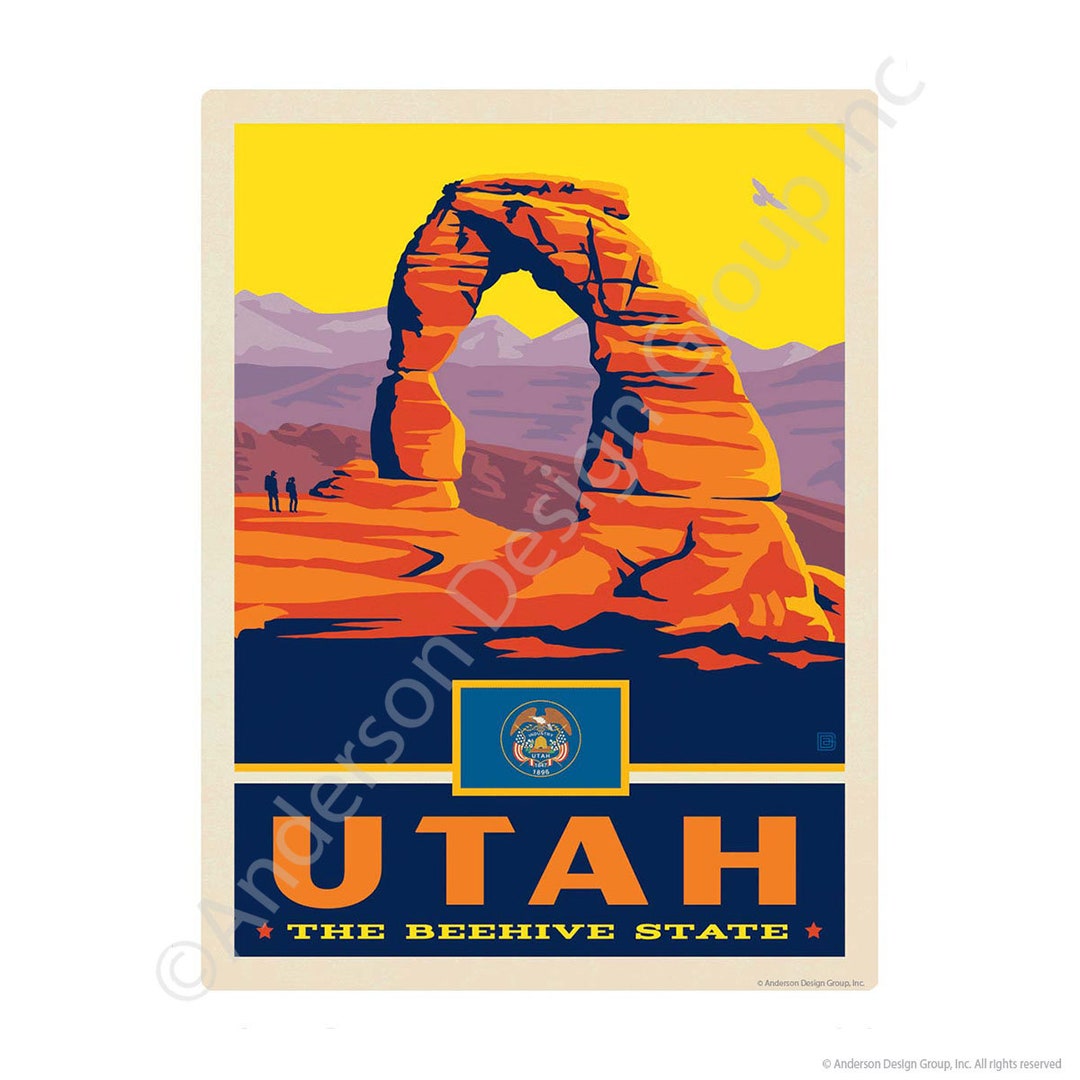 Mini Vinyl Sticker Utah Beehive State Delicate Arch, Waterproof State ...