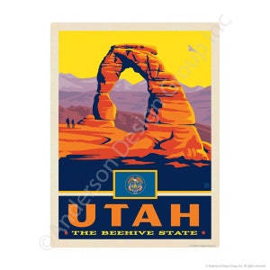 Mini Vinyl Sticker Utah Beehive State Delicate Arch, Waterproof State ...