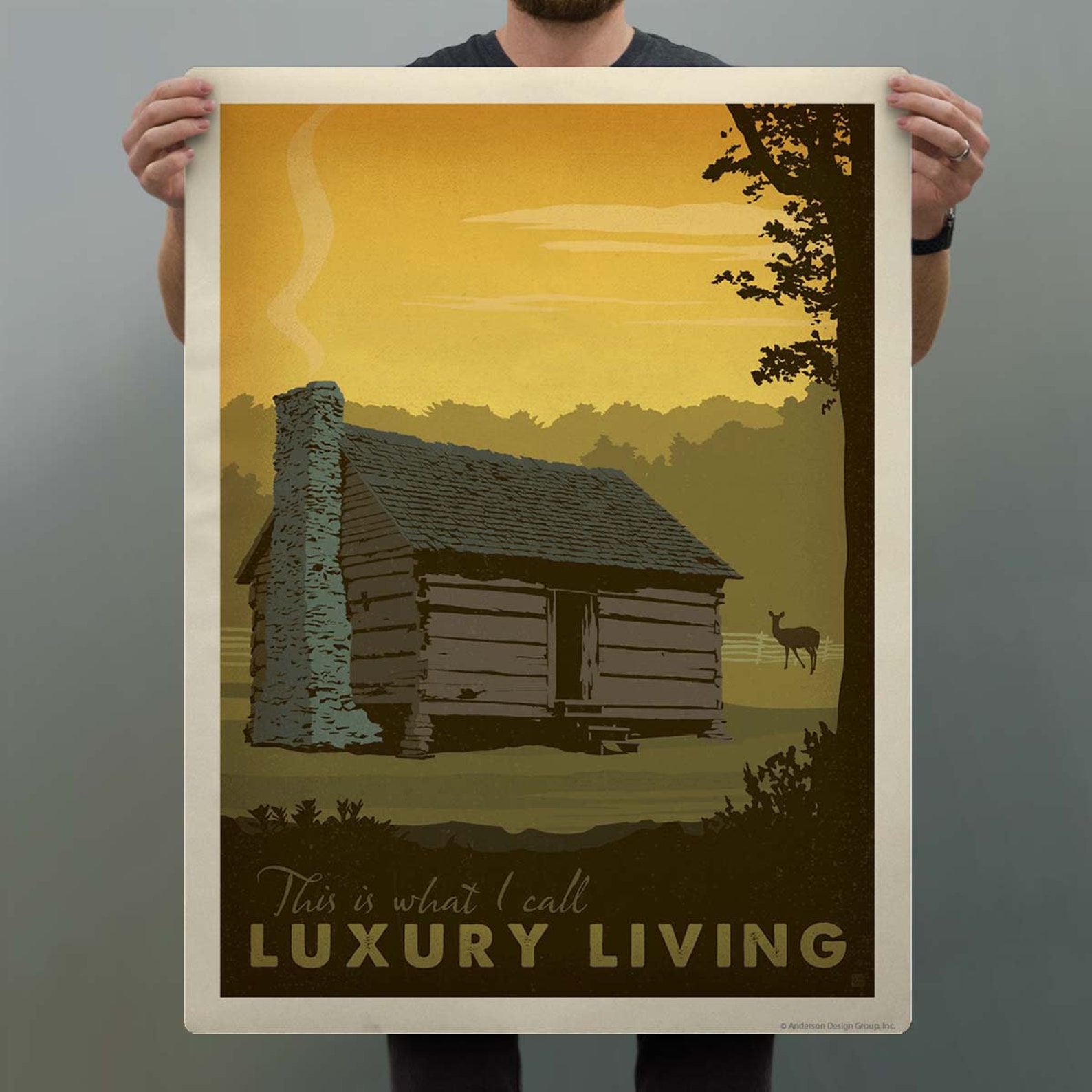 Log Cabin Luxury Living Decal, Peel and Stick Graphic, Removable Wall ...