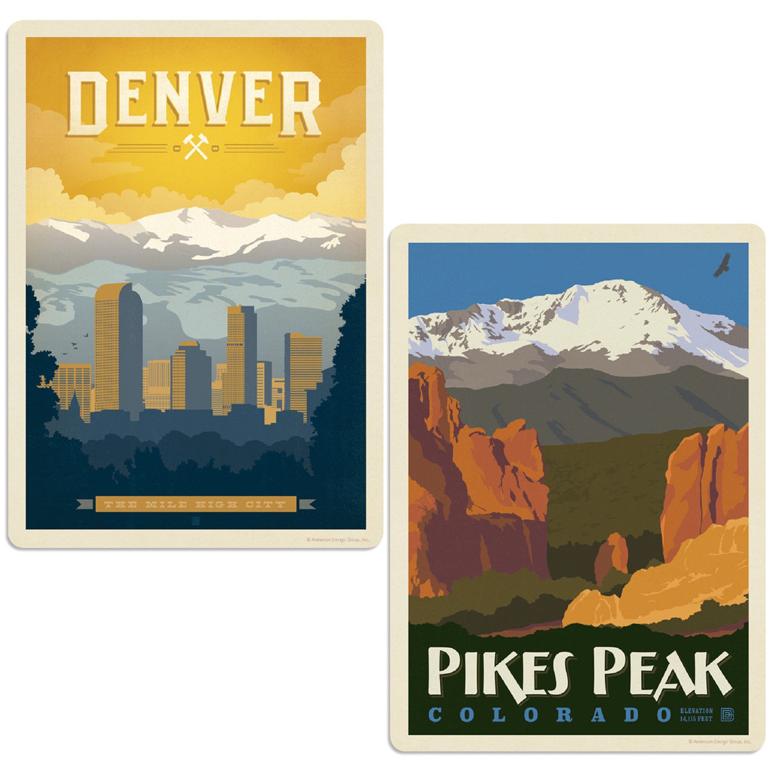 Denver Colorado Pikes Peak Sticker Set of 2bumper - Etsy