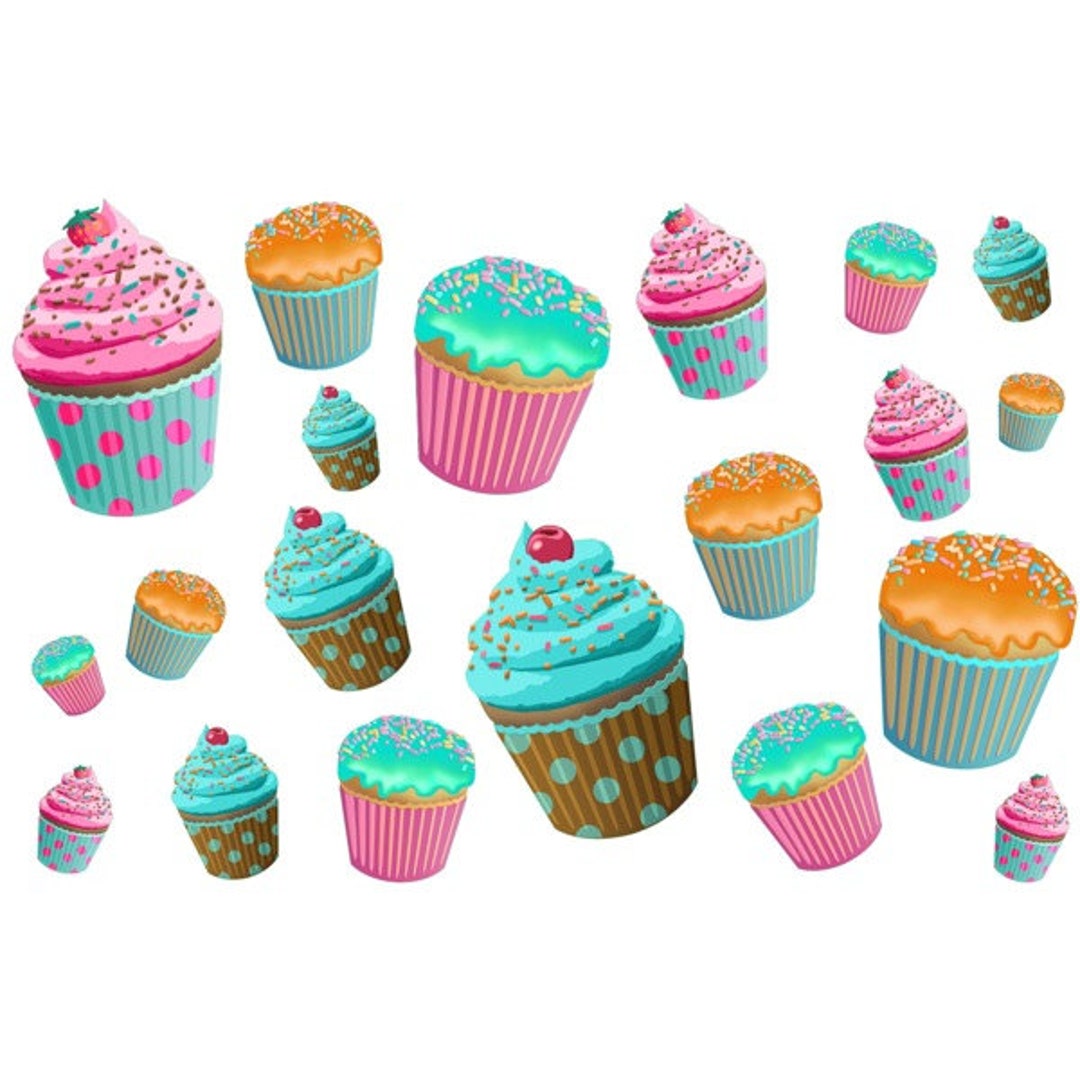 Cupcake Vinyl Stickers, Cute Rainbow Cake Stickers, Bright Collectable ...