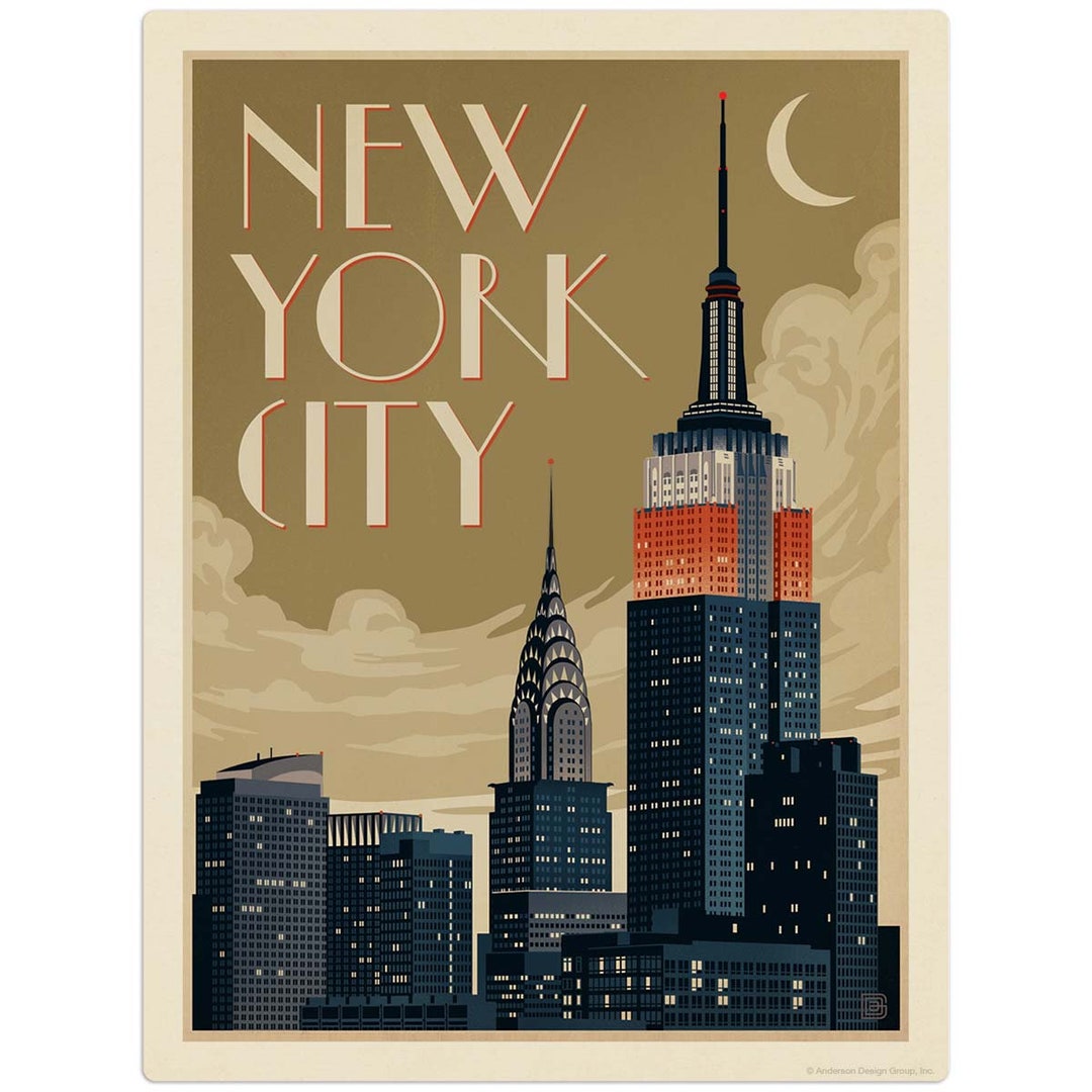 New York City Deco Skyline Decal Peel and Stick Decal Self - Etsy