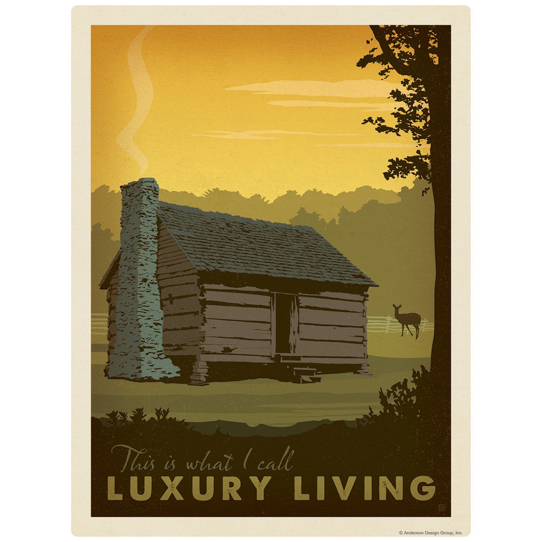 Log Cabin Luxury Living Decal, Peel and Stick Graphic, Removable Wall ...