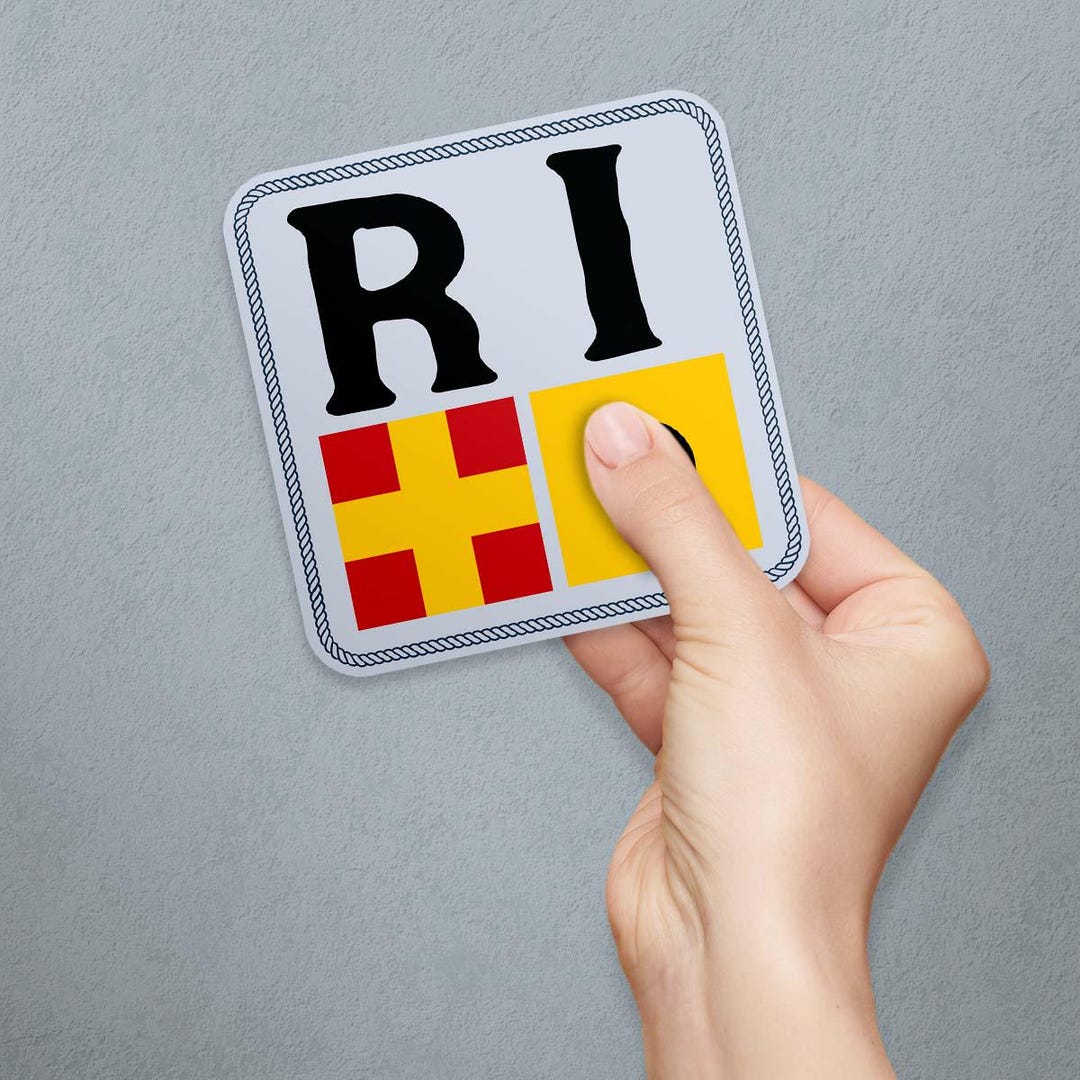 Vinyl Sticker; Rhode Island Nautical Flag State Abbreviation, RI ...