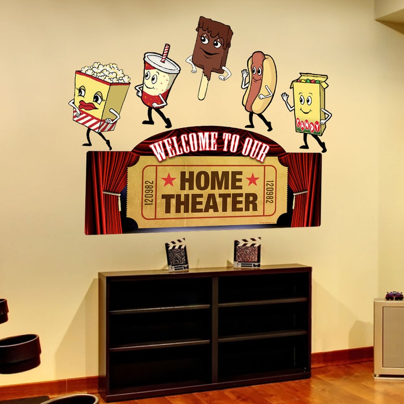 Home Theater Welcome Snacks Wall Decal Sticker Set Size Medium - Etsy