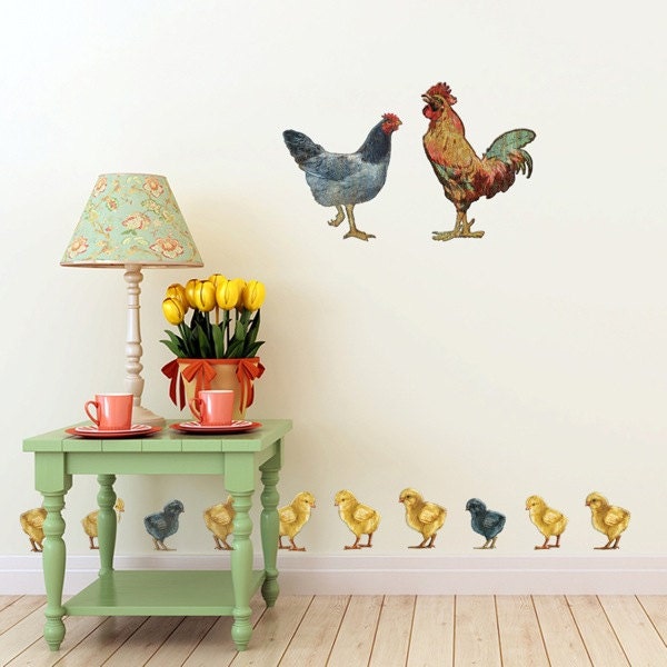 Chicken Family Farm Wall Decal Sheet of 14 Decals Realistic | Etsy