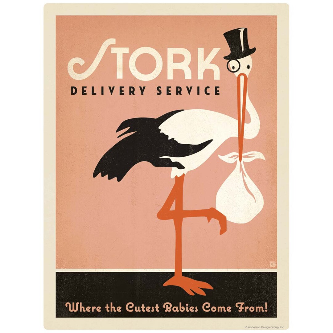 Vinyl Sticker Stork Baby Delivery Service, Pink Laptop Decal ...