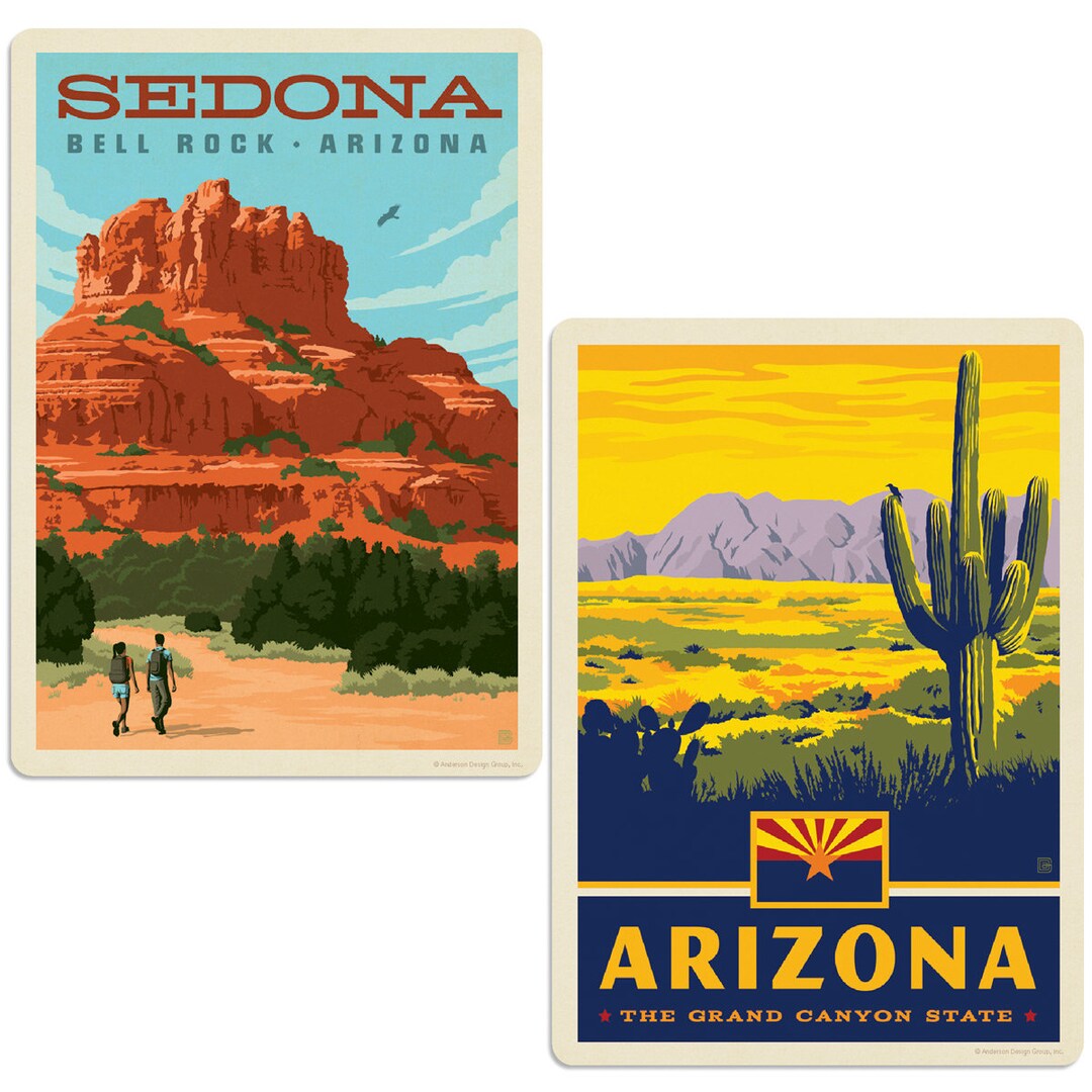 Sticker Set; Arizona Bell Rock Sedona, Set of 2 Waterproof Bumper ...