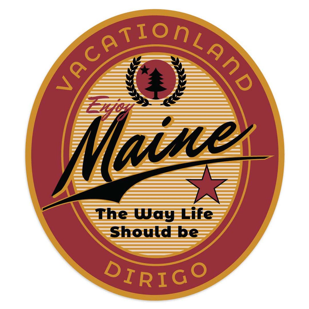 Vinyl Sticker; Enjoy Maine Dirigo State Motto Beer Label Die Cut ...