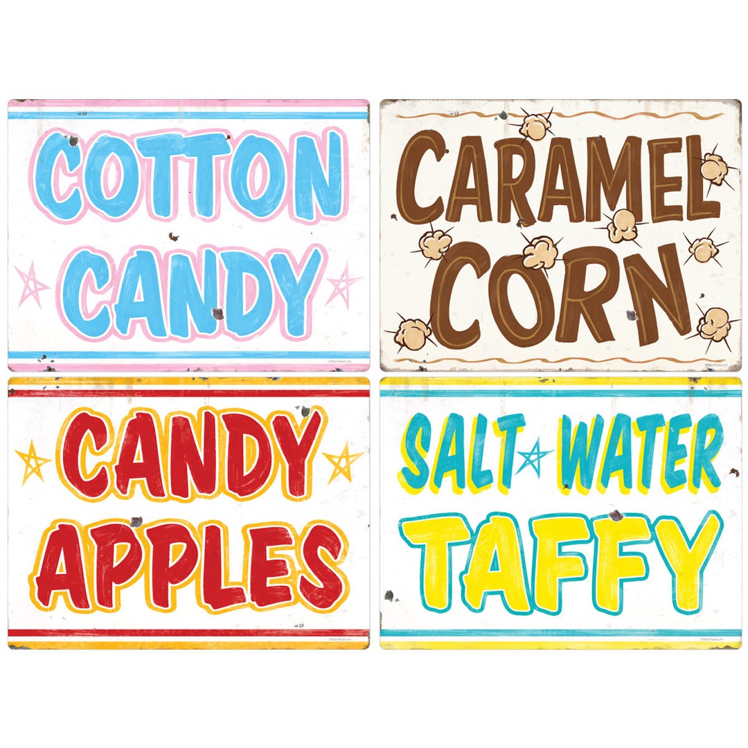 Wall Decal Set: Carnival Sweets & Treats, Fair, Set of 4 Peel and Stick ...