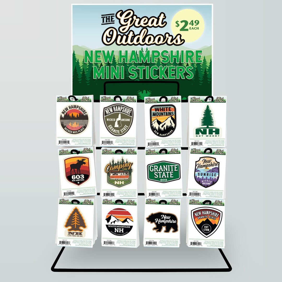 New Hampshire State Mini Stickers 240 Ct Bundle With Display Rack ...