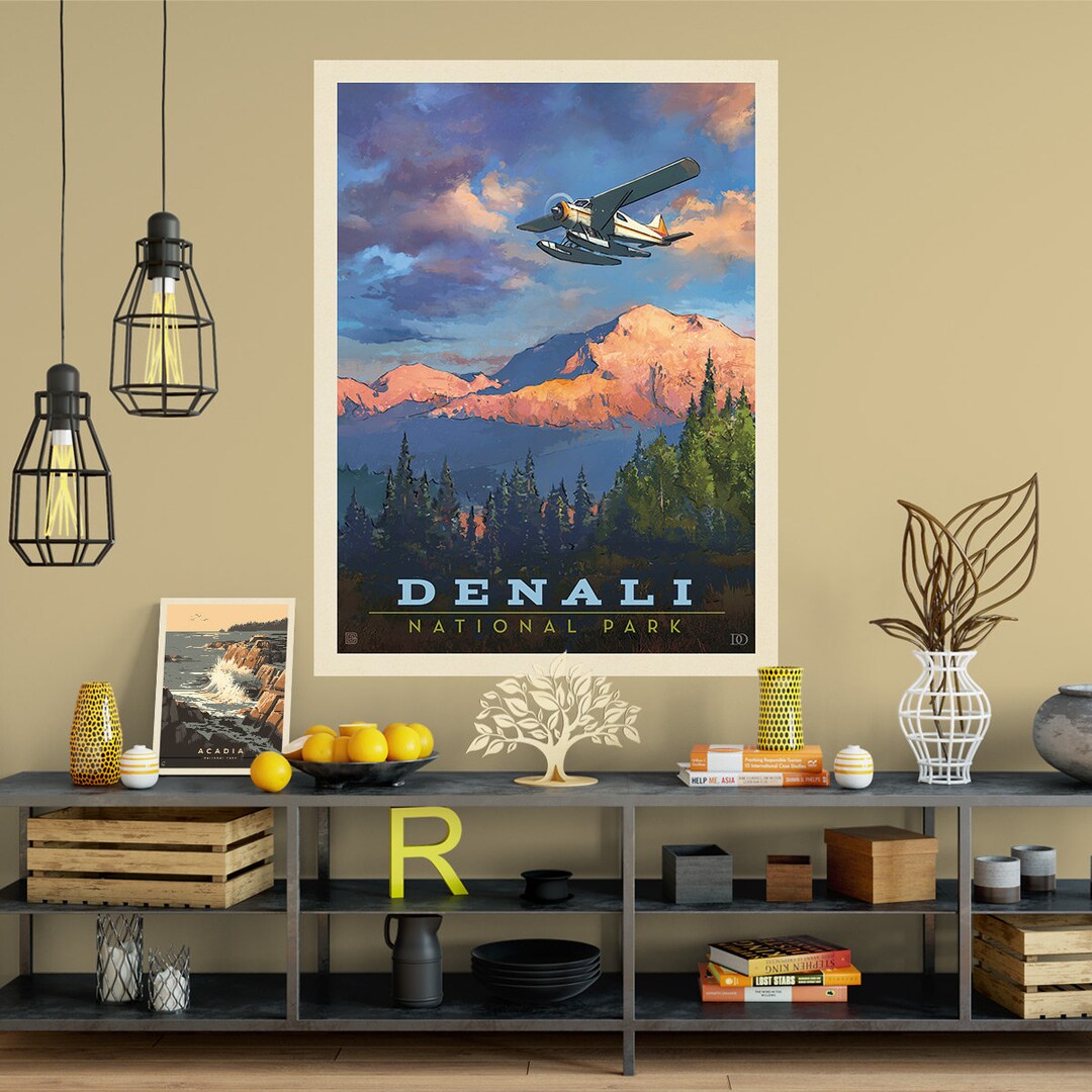 Denali National Park Alaska Airplane Decal, US Travel, Wall Stickers ...