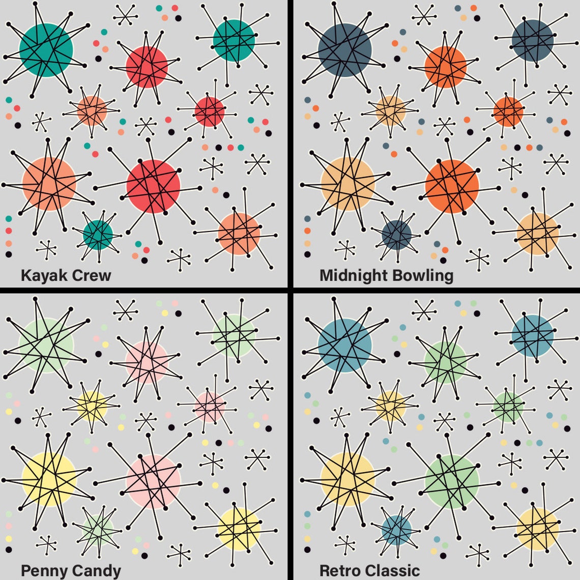 Atomic Starburst Decals Set of 50 Plus Accents Large MCM - Etsy