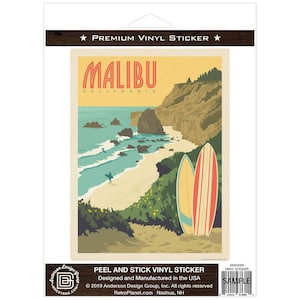 Malibu California Vinyl Sticker, Laptop Decal, Bumper Sticker, Car ...