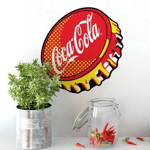Coca-cola Vinyl Wall Decal, Pop Art Bottle Cap, Removable Wall Sticker ...