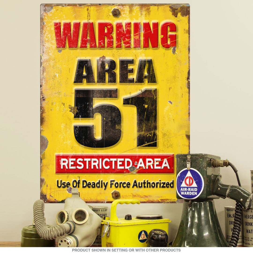 Wall Decal Area 51 Restricted Area Military, Distressed Style Vintage ...