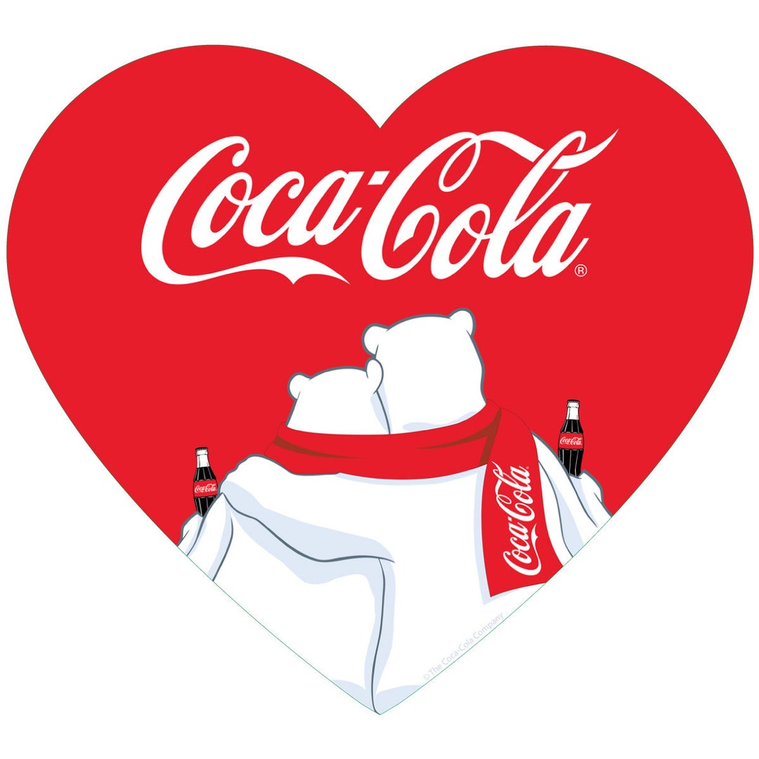 Coca-cola Polar Bear Snuggle Heart Vinyl Sticker - Etsy
