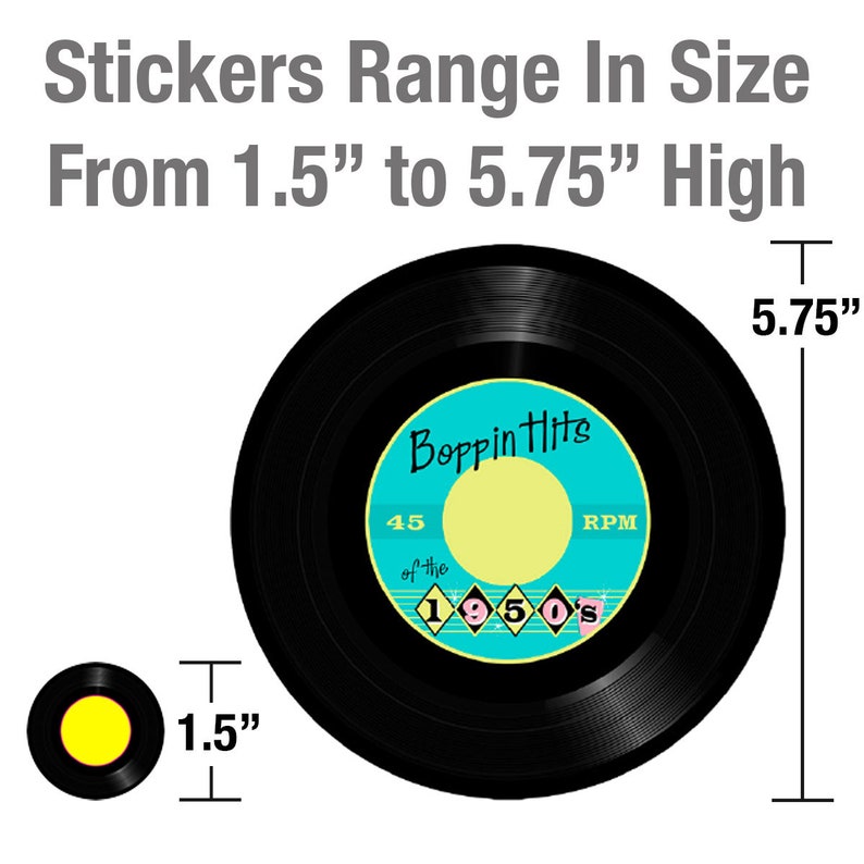 Sticker Set; Music Records Vinyl Set of 16, for Laptops, Notebooks ...
