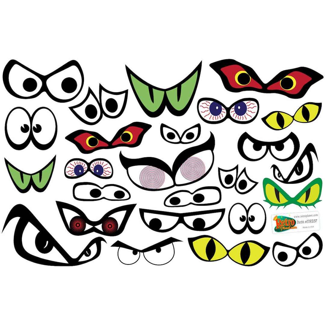 Spooky Eyes Sticker Set, Halloween Vinyl Sticker Set of 25, Craft ...