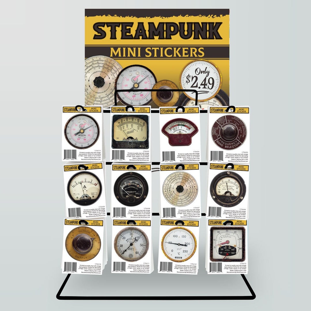 Steampunk Gauges Dials Mini Stickers 240 Ct Bundle W/ Display Rack ...