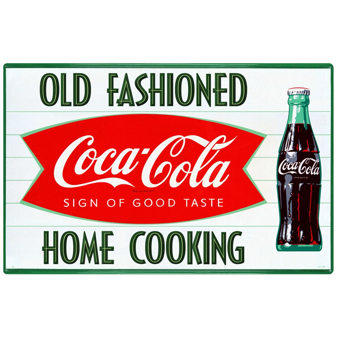 Coca-cola Decal Old Fashioned Home Cooking Fishtail–vinyl Decal–peel ...