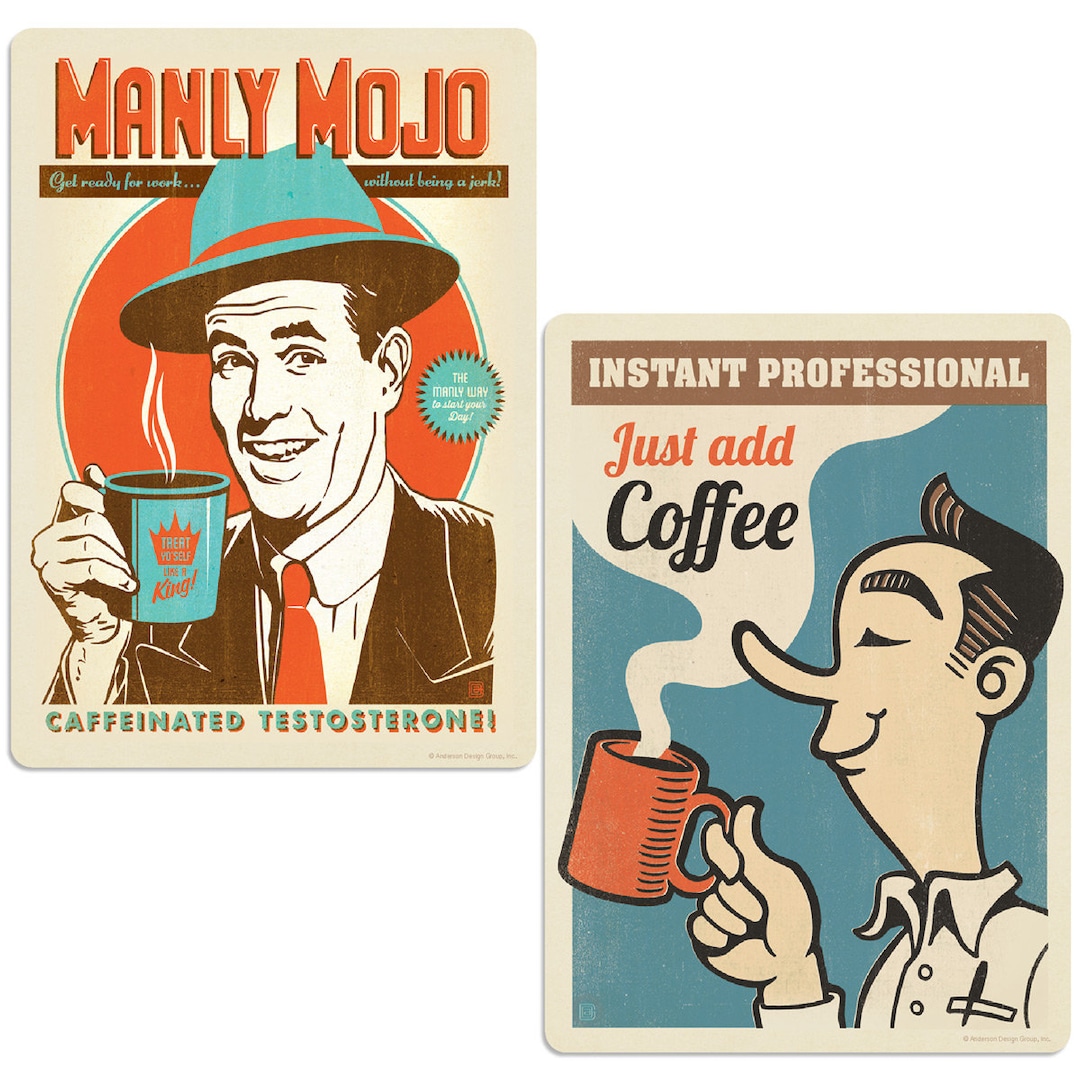 Manly Mojo Coffee Decal Set of 2Peel and Stick GraphicsRemovable Wall ...