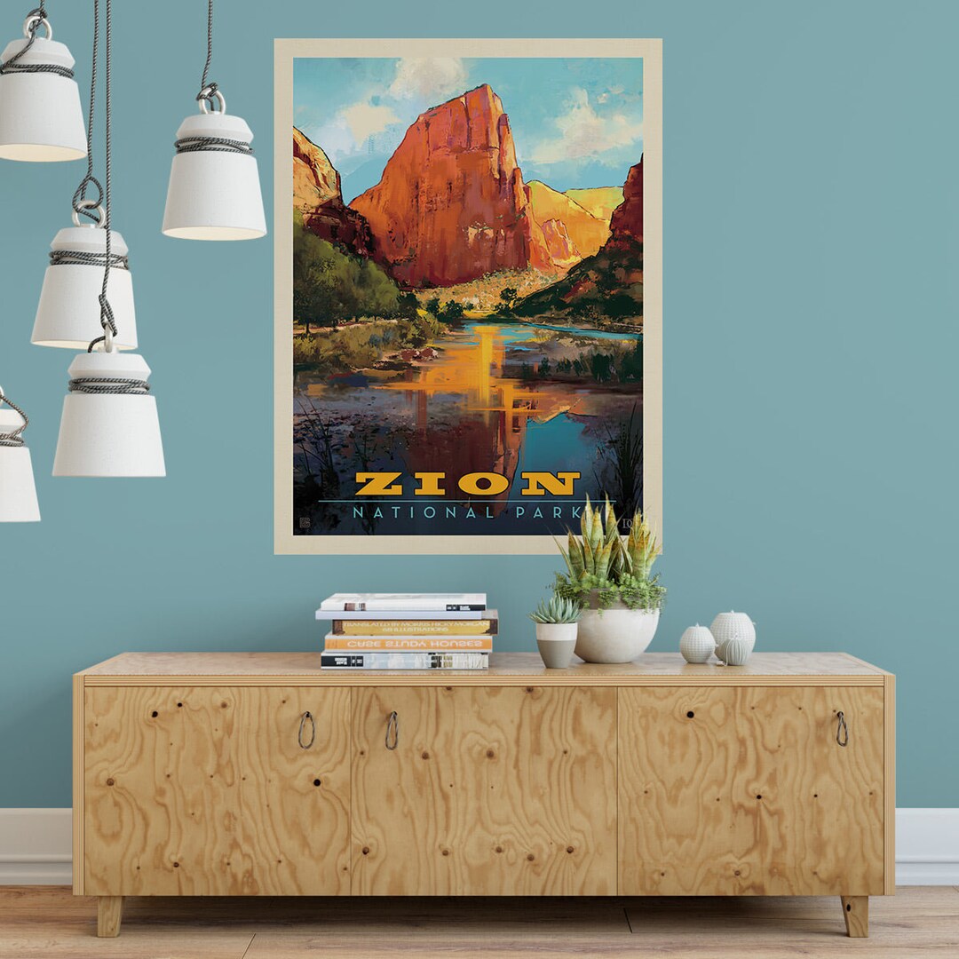 Zion National Park Utah Decal, US Travel, Wall Stickers, Peel & Stick ...