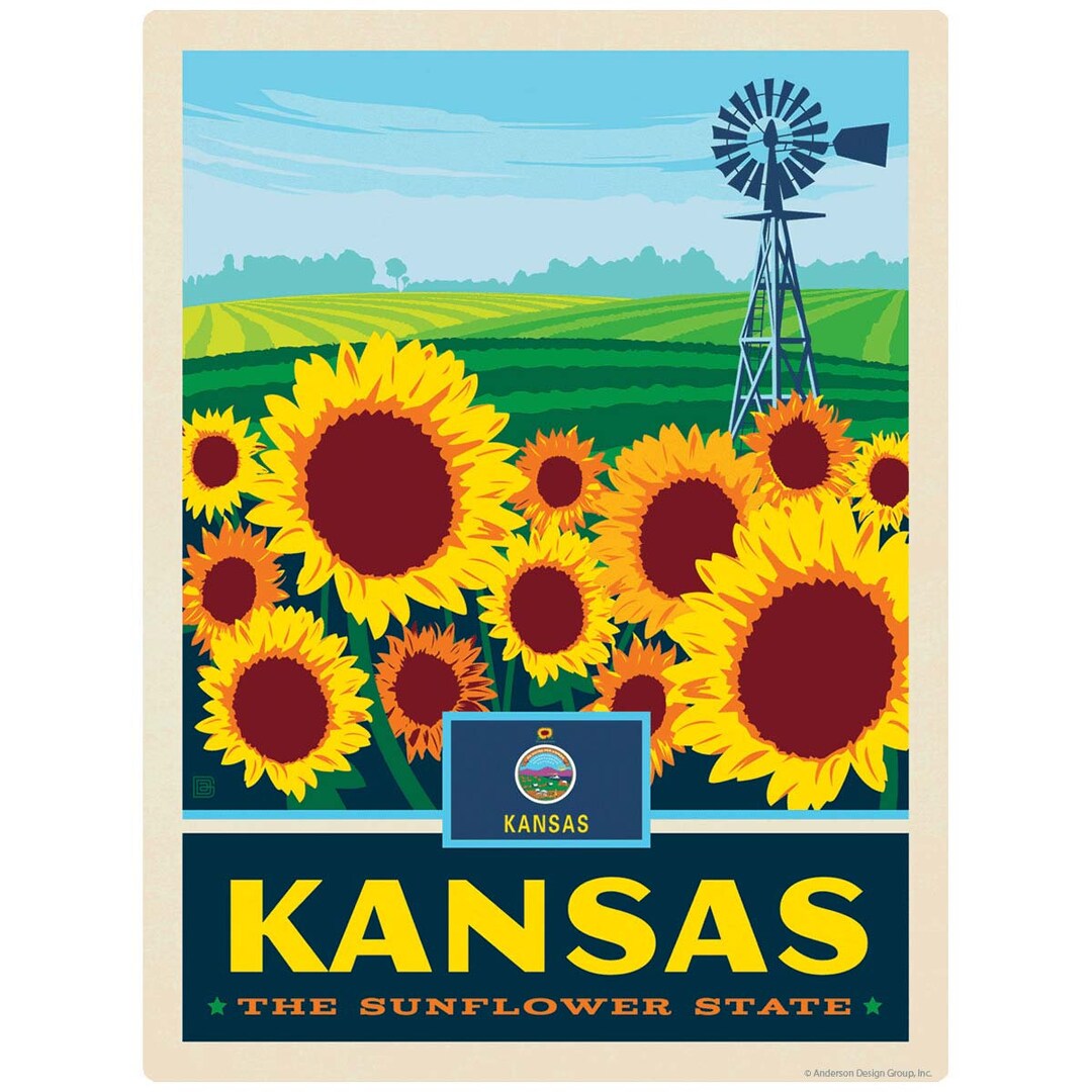 Kansas Sunflower State Vinyl Sticker–laptop Decal–bumper Sticker–car ...