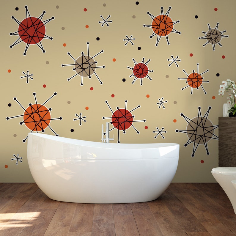 Atomic Starburst Decals Set of 50 Plus Accents Large MCM - Etsy