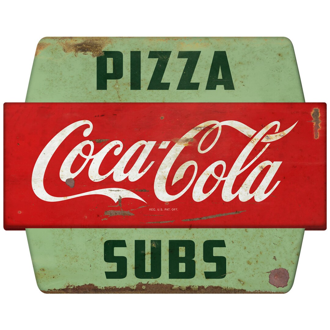 Coca-cola Decal Pizza Subs Hexagon Googie Style - Etsy
