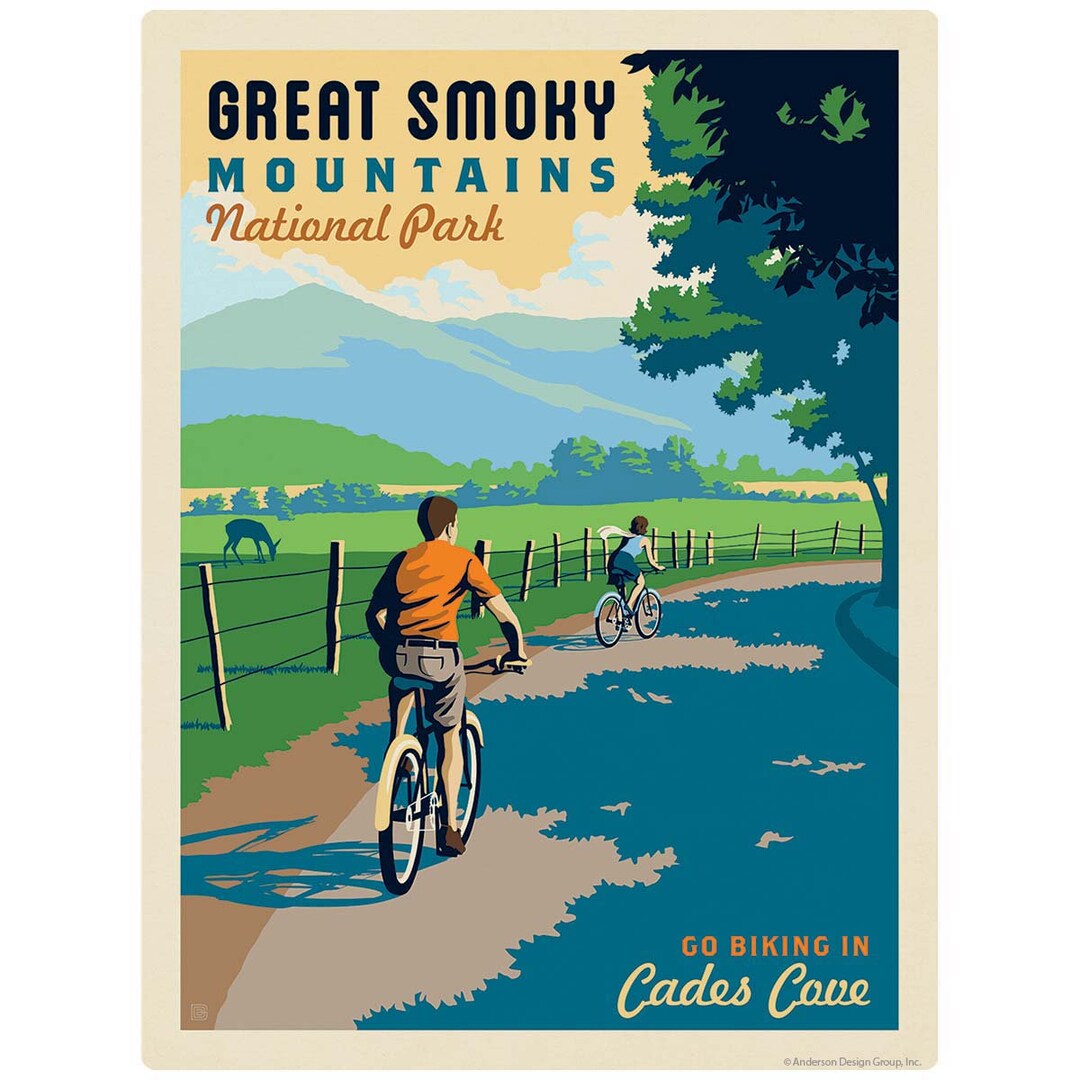 Vinyl Sticker; Cades Cove Biking Smoky Mountains National Park ...