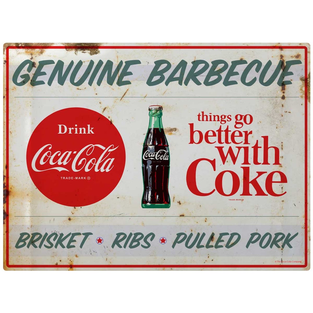 Coca-cola Decal Genuine Barbecue BBQ Things Go Better Distressed–vinyl ...