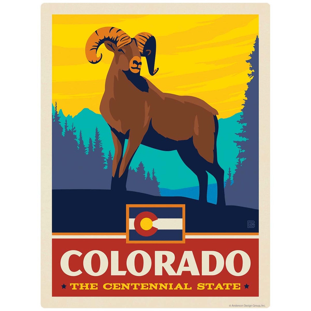Vinyl Sticker; Colorado Centennial State Ram, Laptop Decal, Bumper ...