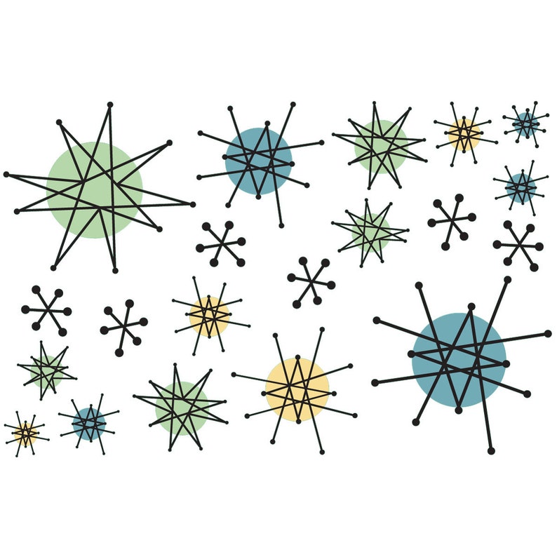 Atomic Starburst Decal Sticker Accents 50s Mid Century Modern - Etsy
