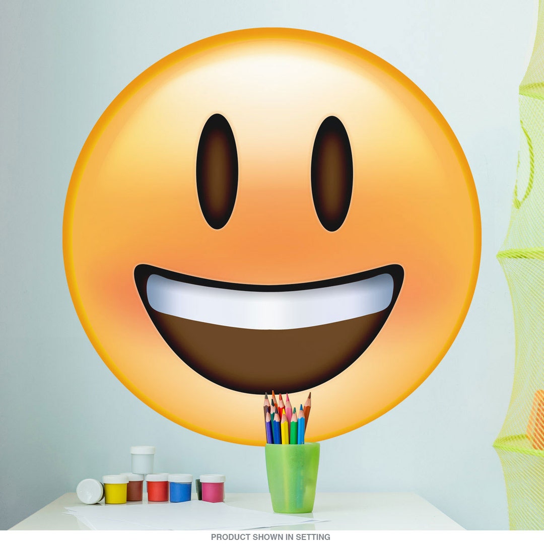Wall Decal, Emoji Smiling Face Wall Graphic, Emoticon Decal, for ...
