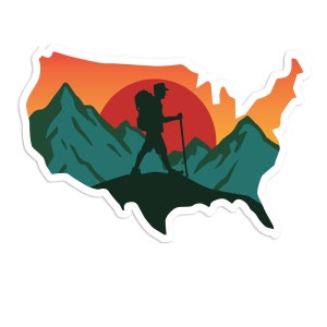 Vinyl Sticker Hike USA Die Cut, Waterproof Bumper Sticker for Laptop ...