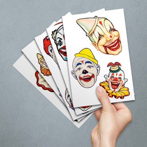 Creepy Clown Face Vinyl Stickers, Circus Clown Sticker Set, Horror ...